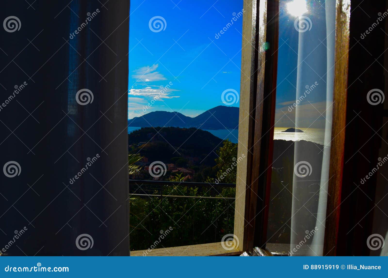 Amazing View from the Window at the Sea and Mountains Italy Stock Image ...
