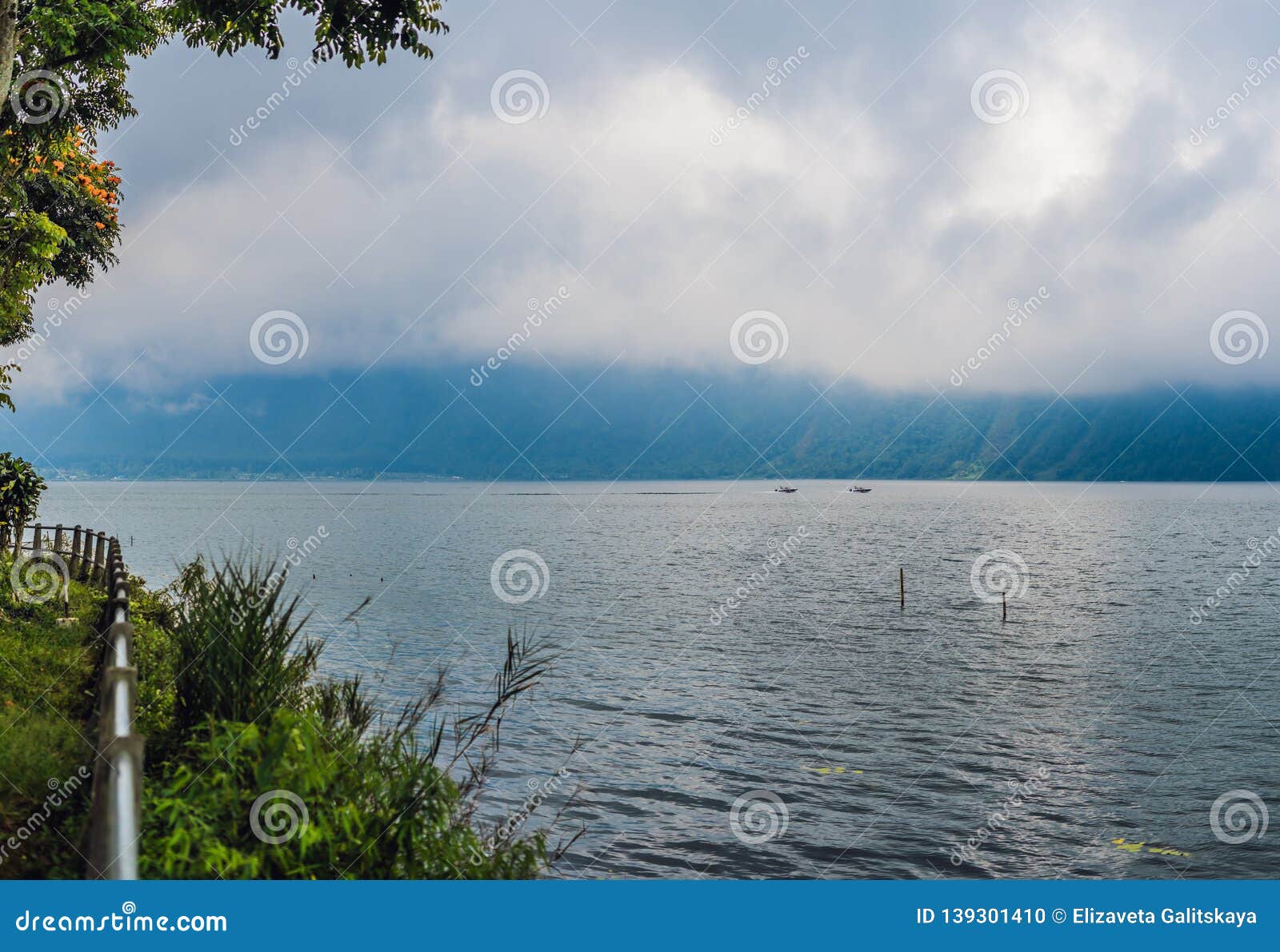 Amazing Views of Lake Bratan and the Mountains Covered with Clouds ...