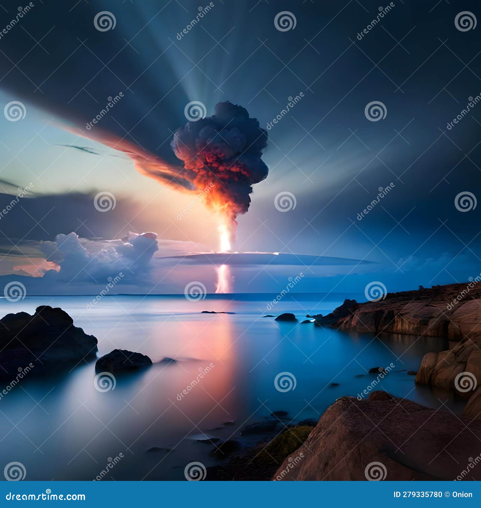 Volcanic Explosion - Ai Generated Image Stock Illustration ...