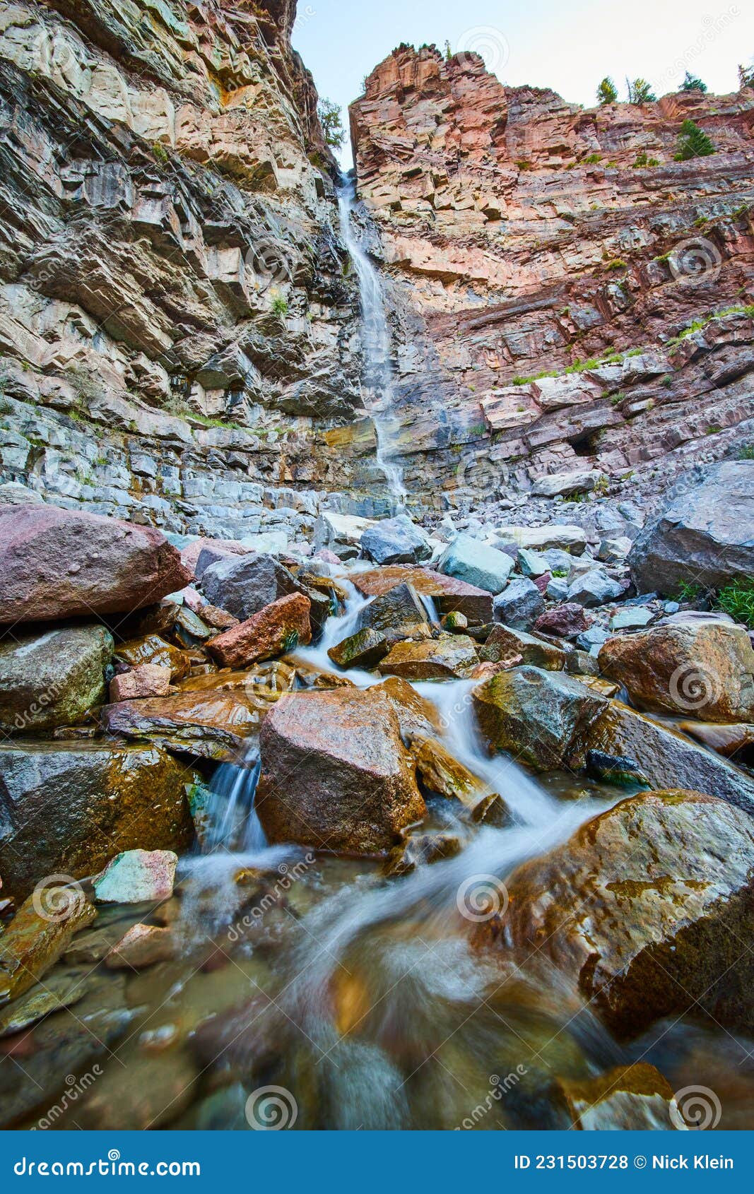 Amazing Waterfall Over Tall Cliffs into Valley with Small Falls in ...