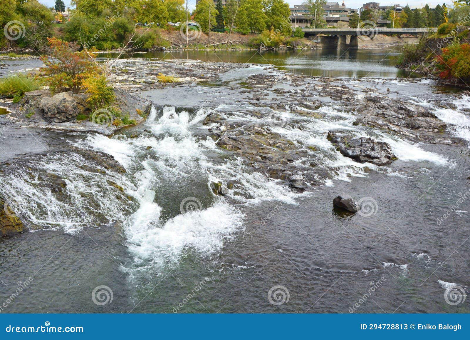Waterfall in Spokane stock image. Image of splash, landmark - 294728813