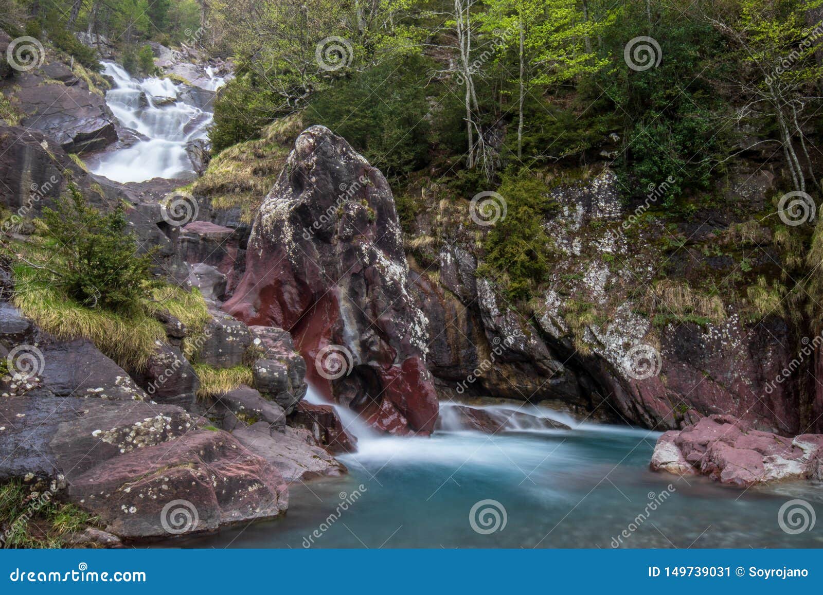 Amazing Waterfall through the Stones Stock Image - Image of beautiful ...