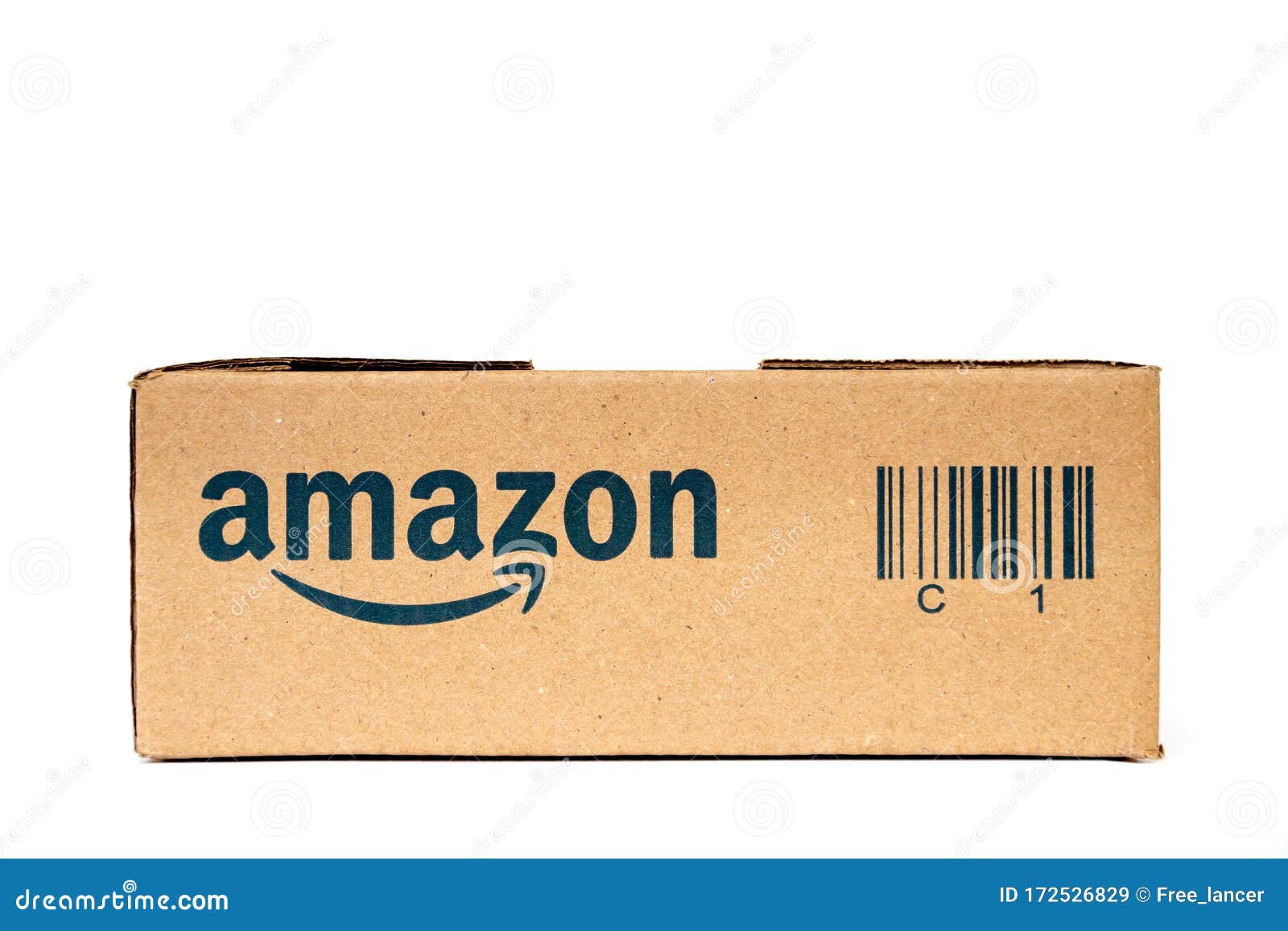 Amazon Cardboard Box Isolated on White Background, Recycling Concept ...