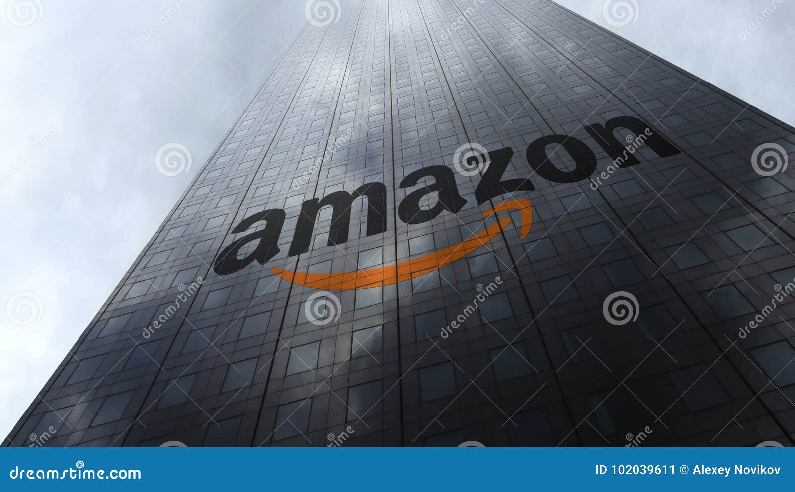 Amazon.com Logo on a Skyscraper Facade Reflecting Clouds. Editorial 3D ...