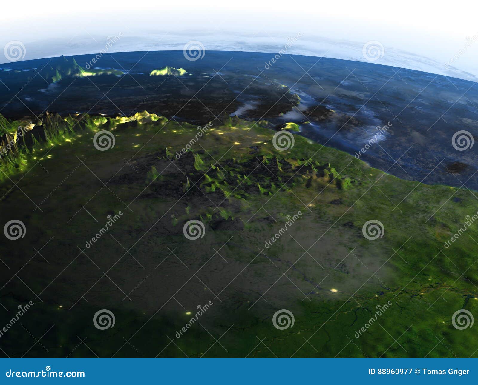 Amazon Delta on Earth - Visible Ocean Floor Stock Illustration ...