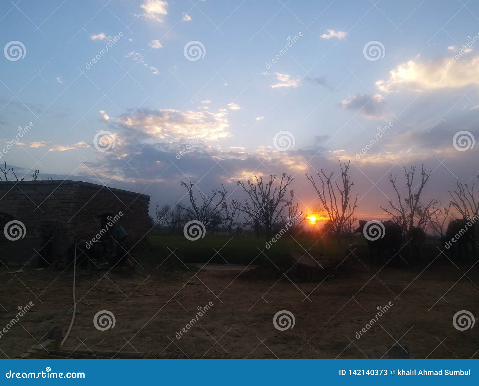 A Beautiful Sunset View on Rural Area Stock Image - Image of amazon ...