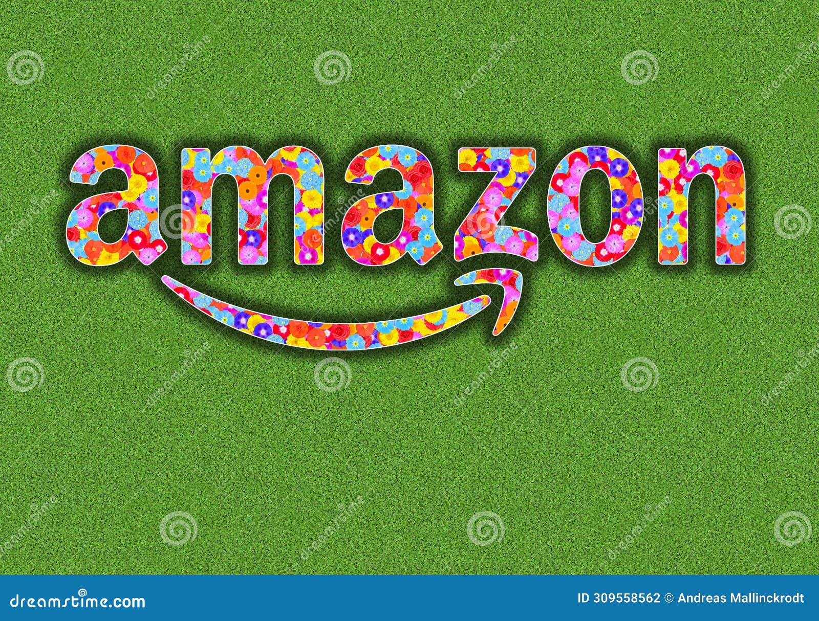Amazon Logo with Colorful Flowers on Green Background Editorial ...