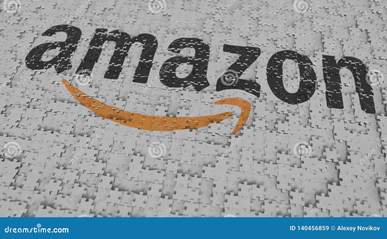AMAZON Logo Composing with Puzzle Pieces, Editorial 3D Rendering ...