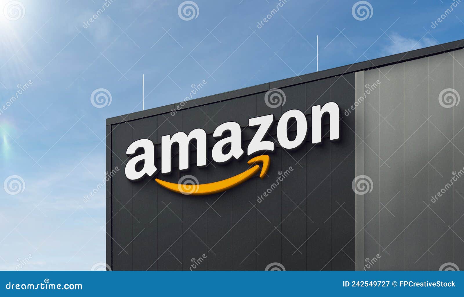 Amazon logo on a building editorial photography. Image of finance ...