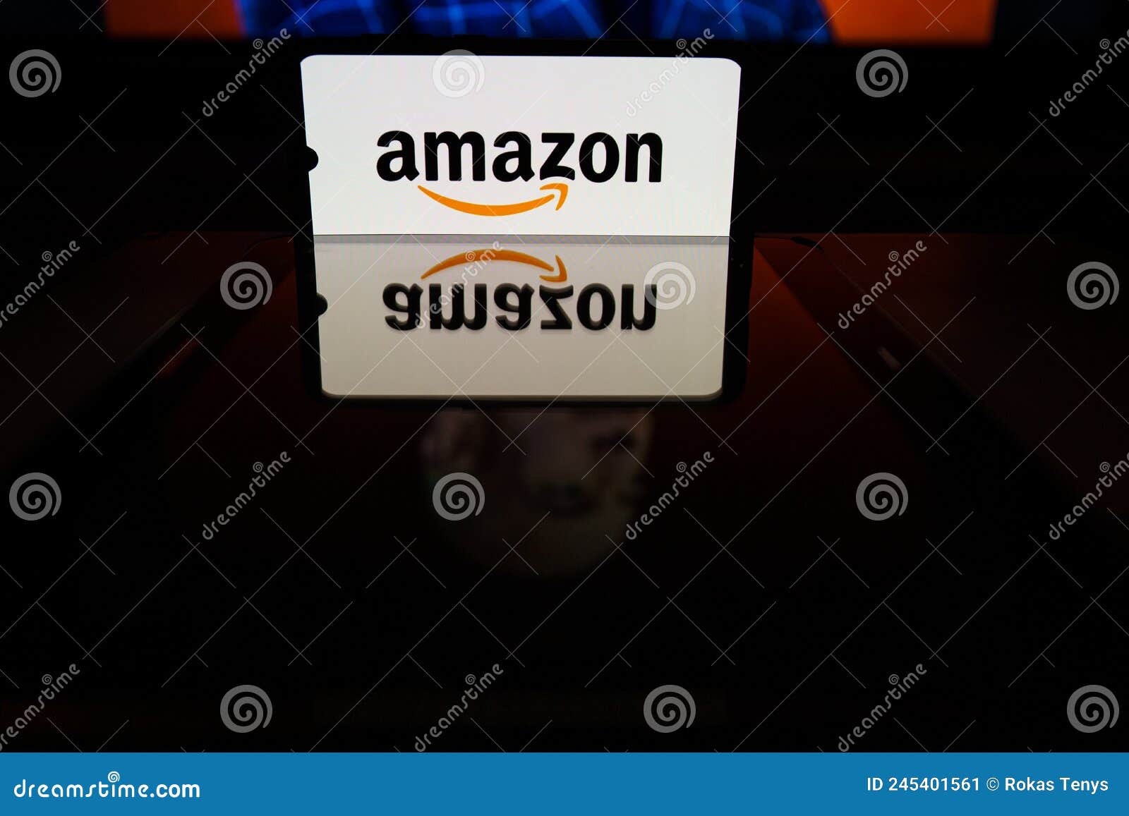 Amazon Logo on Screen and Jeff Bezos is a Executive Chairman of Amazon ...