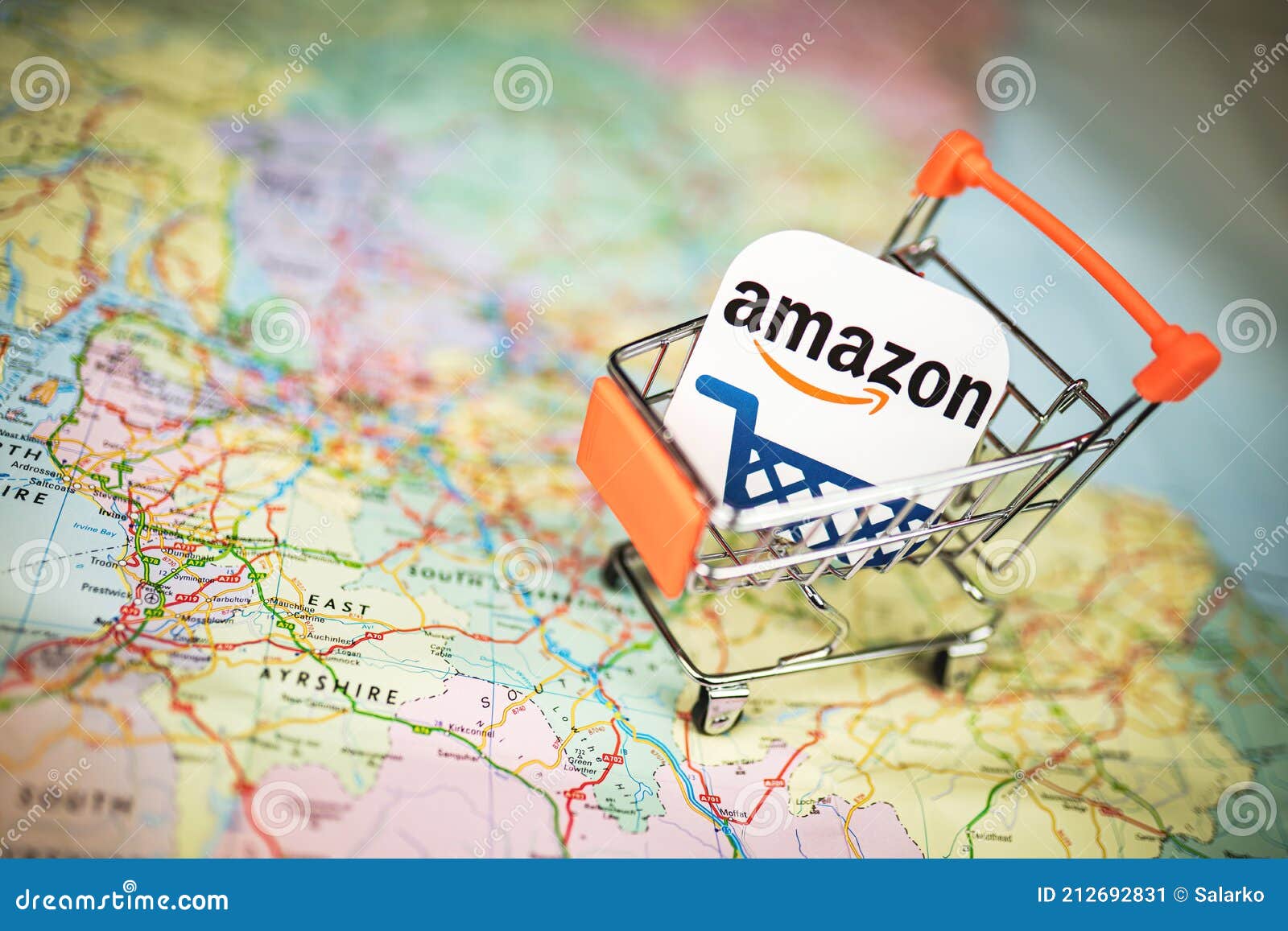 Amazon Logo in Shopping Trolley on Map Editorial Photo - Image of ...
