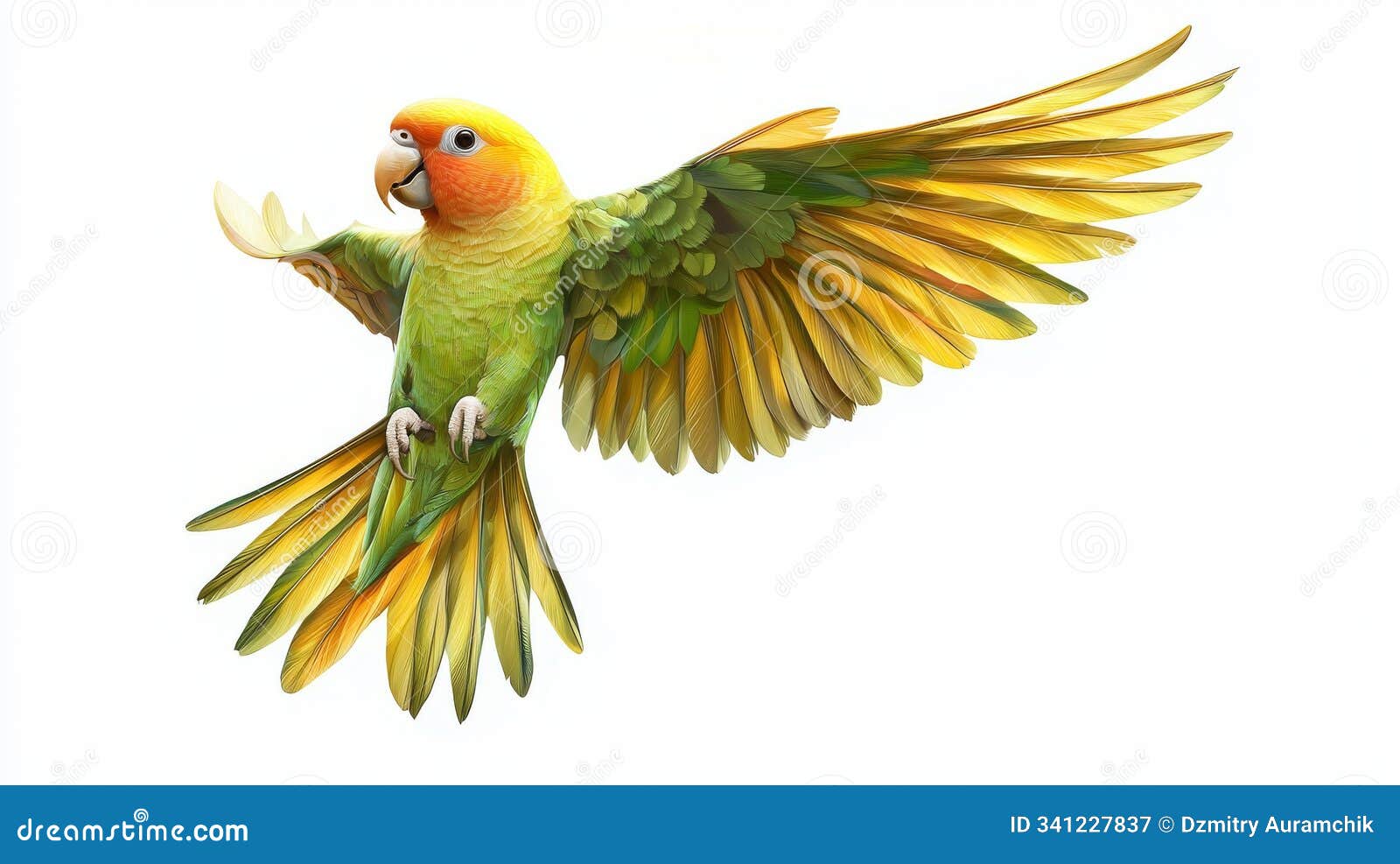 Amazon Parrot Flying on a White Background during a Festival Stock ...