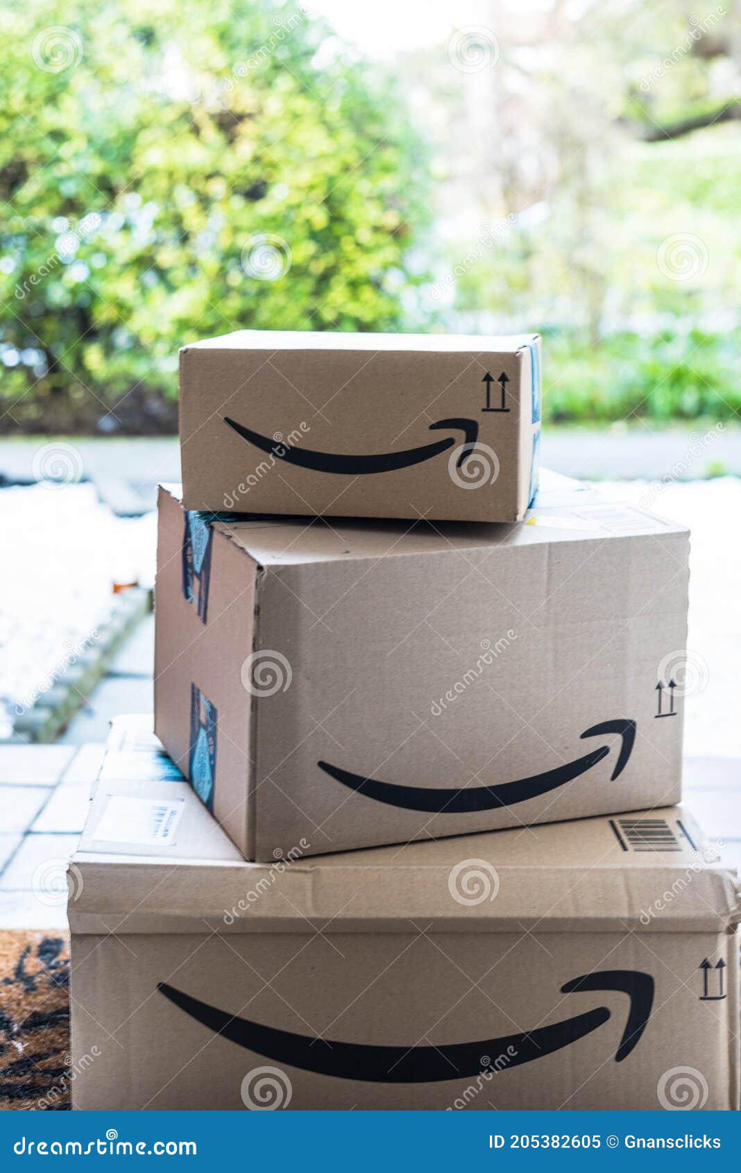 Amazon Prime Parcel Carboard Boxes Left in Front of the Main Door ...