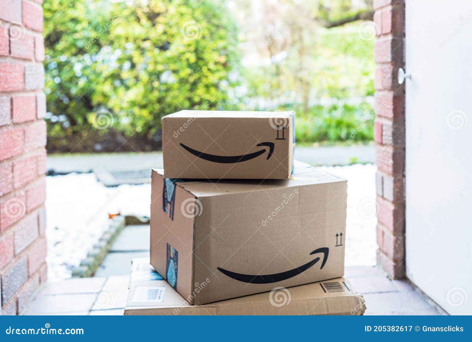 Amazon Prime Parcel Carboard Boxes Left in Front of the Main Door ...
