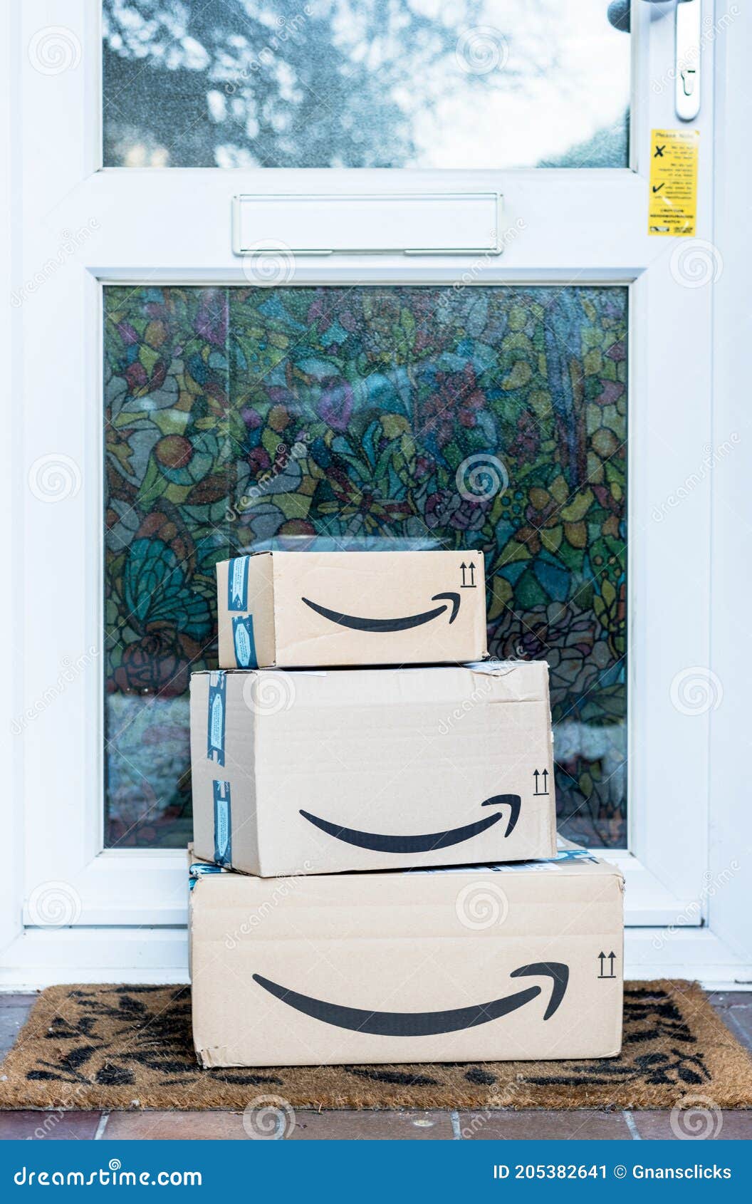 Amazon Prime Parcel Carboard Boxes Left in Front of the Main Door ...