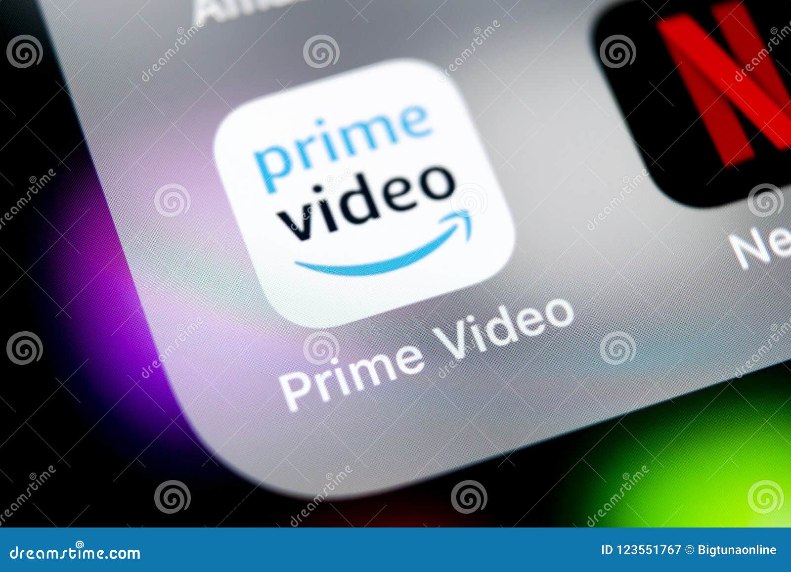 Amazon Prime Video Application Icon on Apple IPhone X Screen Close-up ...