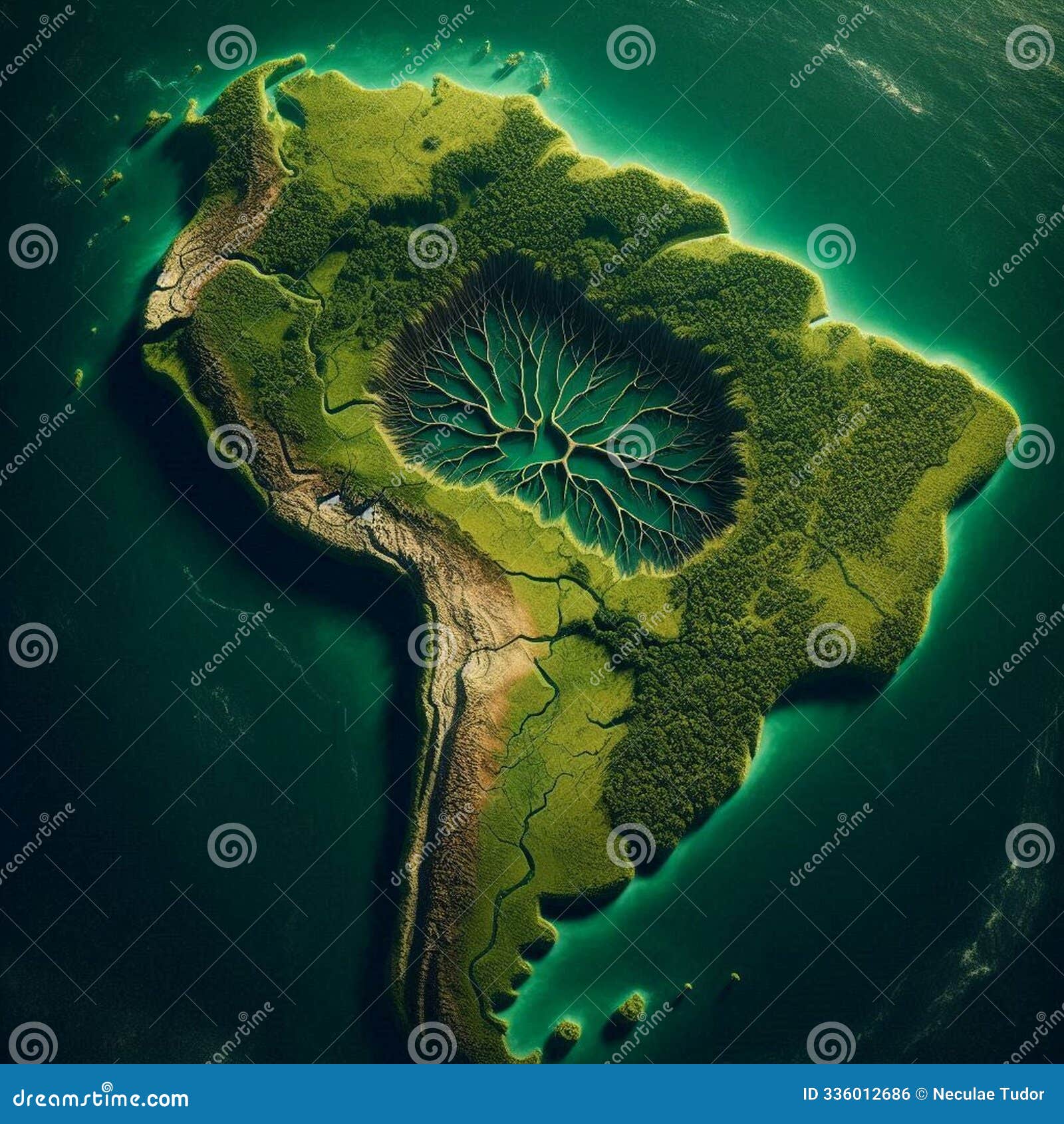 Conceptual Image of the Amazon Rainforest on Fire with South American ...