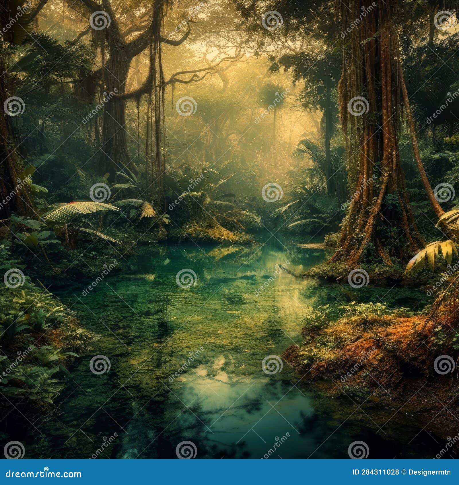 Amazon Rainforest Landscape Stock Illustration - Illustration of ...