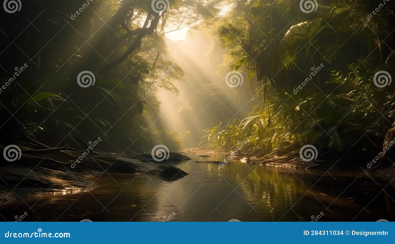 Amazon Rainforest Landscape Wallpaper Stock Illustration - Illustration ...