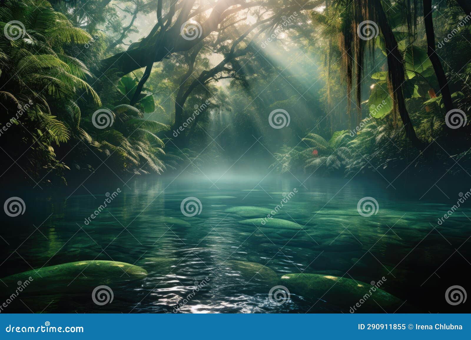 Amazon Rainforest Landscape Stock Illustration - Illustration of tree ...