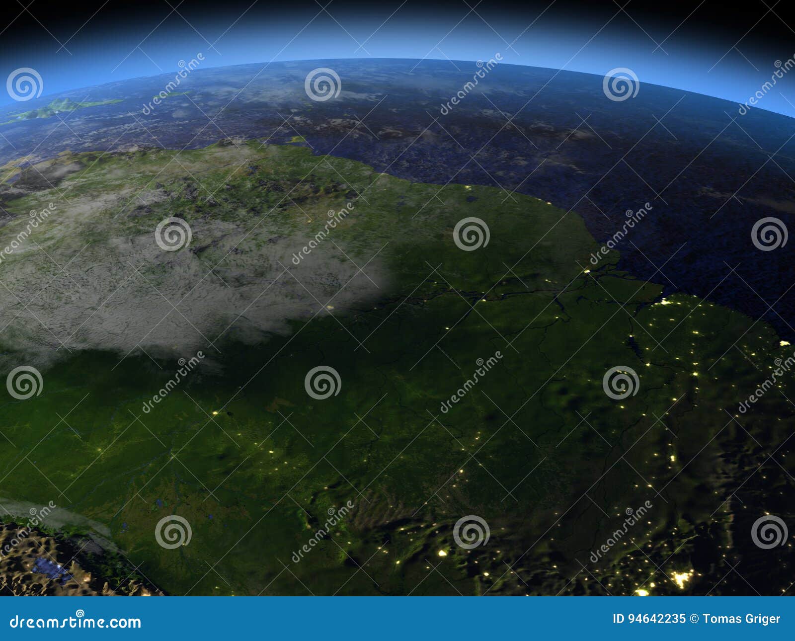 Amazon rainforest at night stock illustration. Illustration of green ...