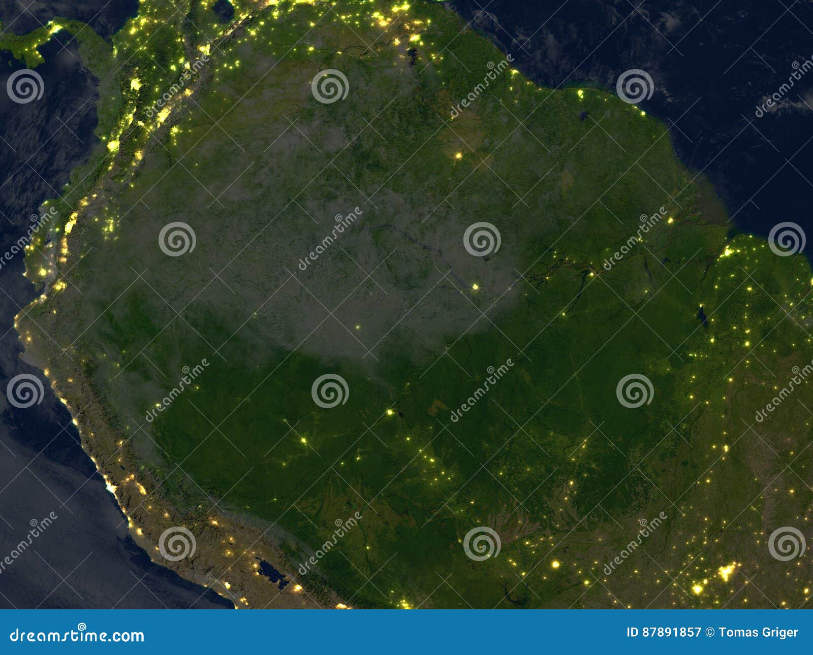 Amazon Rainforest at Night on Planet Earth Stock Illustration ...