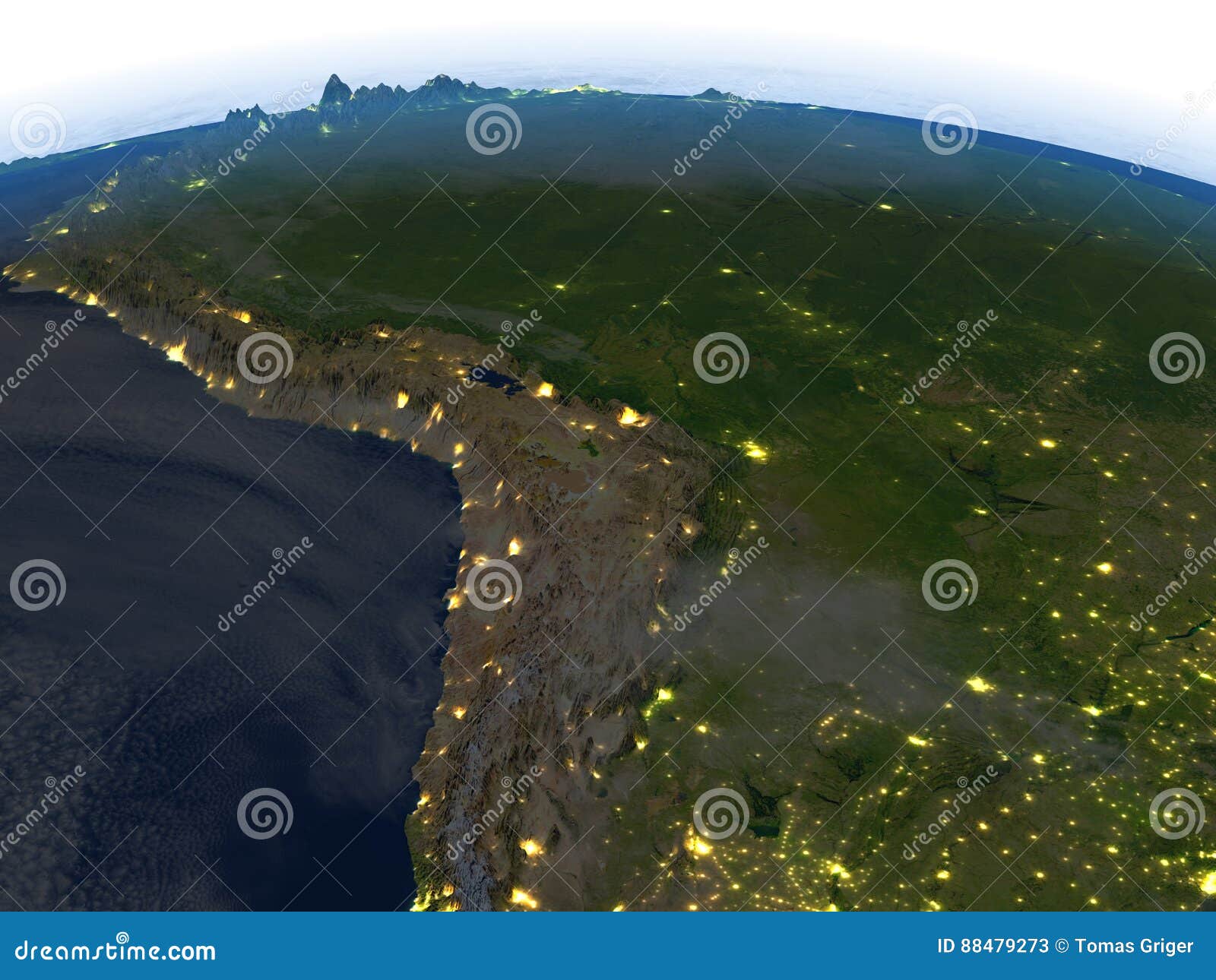 Amazon Rainforest at Night on Planet Earth Stock Illustration ...