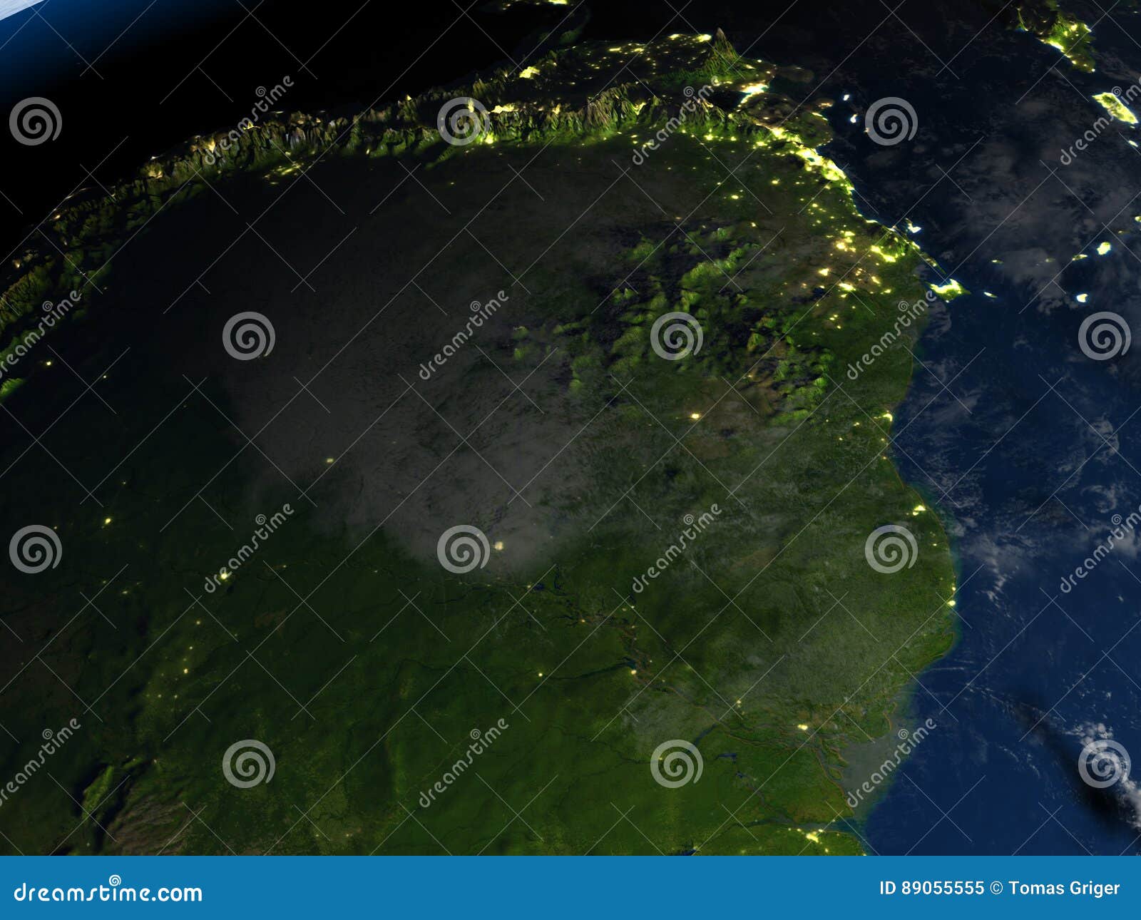 Amazon Rainforest at Night on Planet Earth Stock Illustration ...