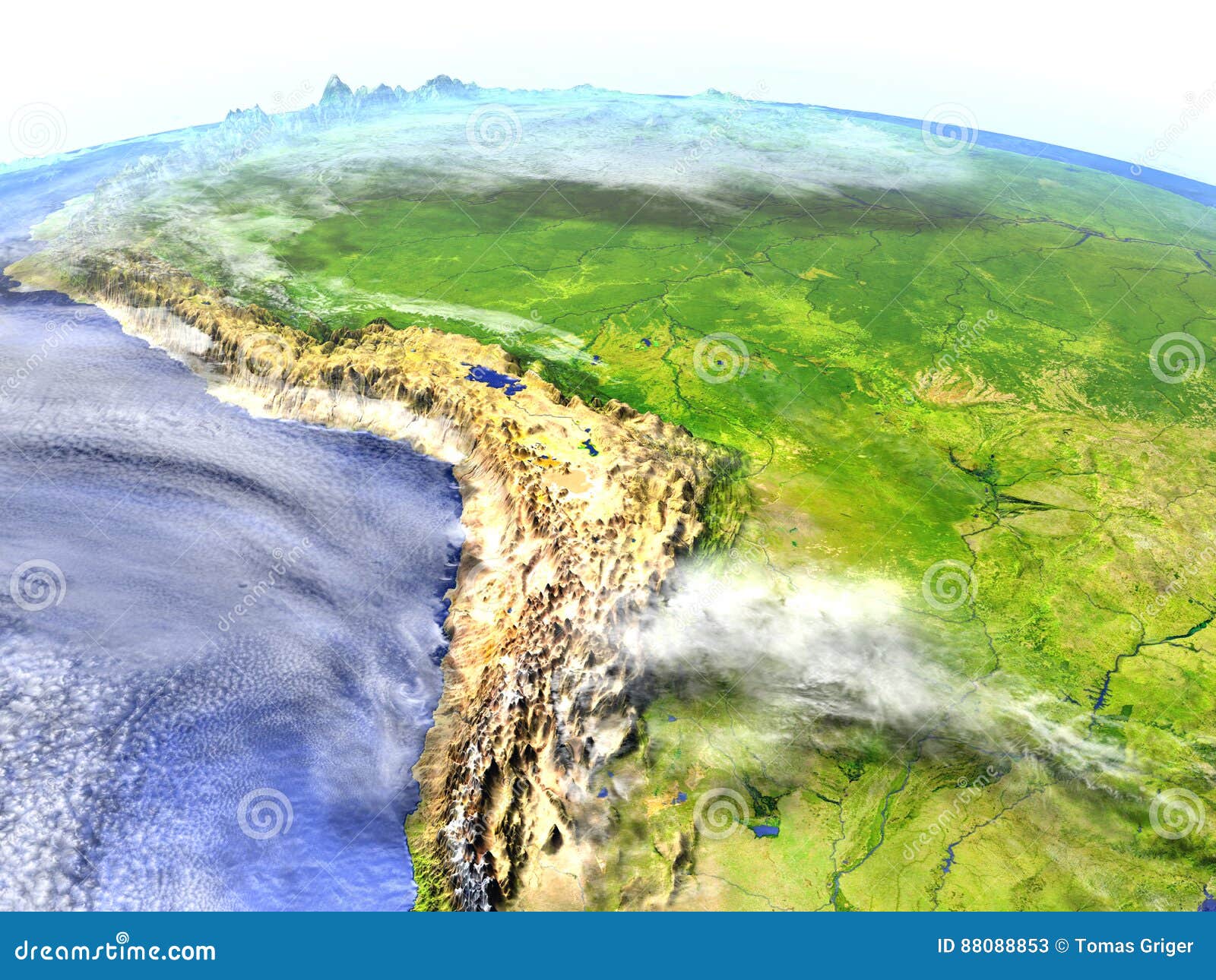 Amazon Rainforest on Realistic Model of Earth Stock Illustration ...