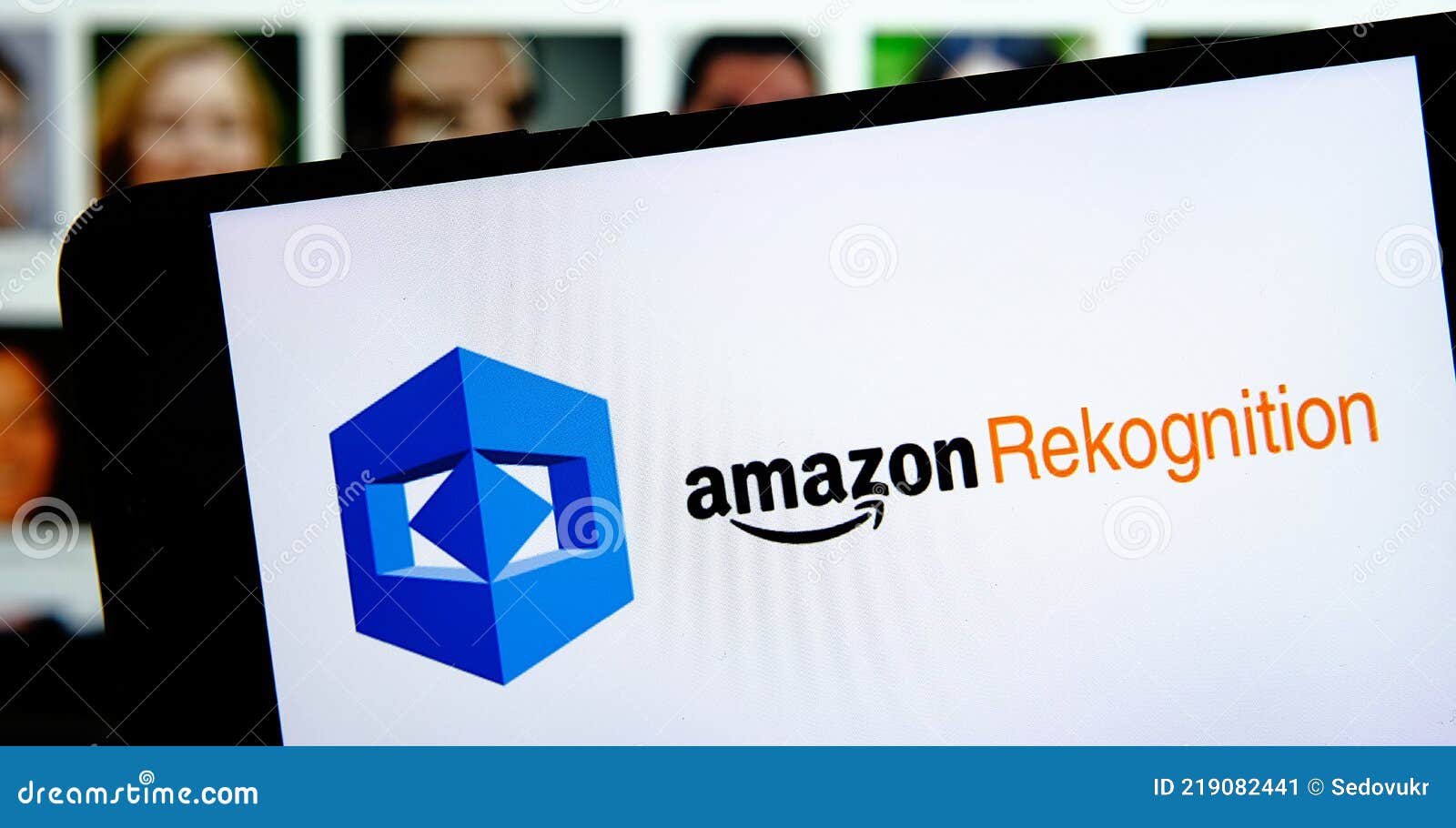 Amazon Rekognition AWS Platform Logo on Smartphone and Blurred ...