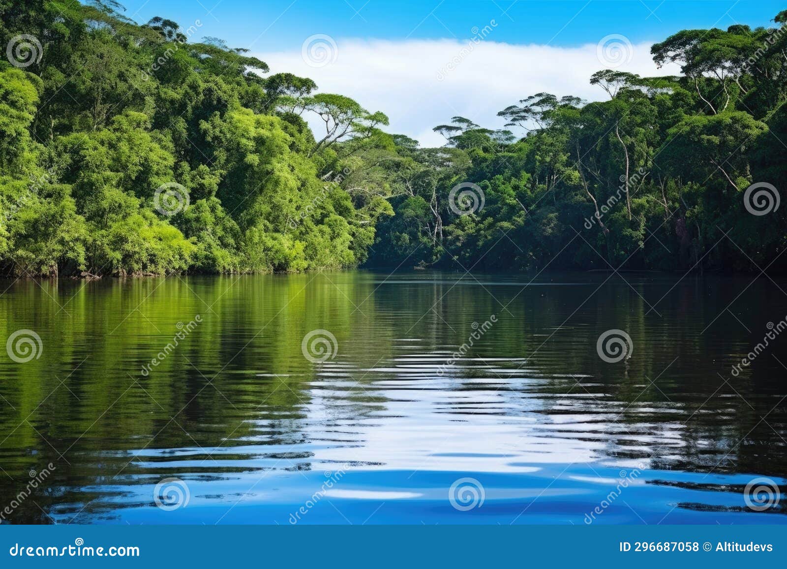 Amazon River Banks with Dense Rainforest, Seen from Cruise Deck Stock ...