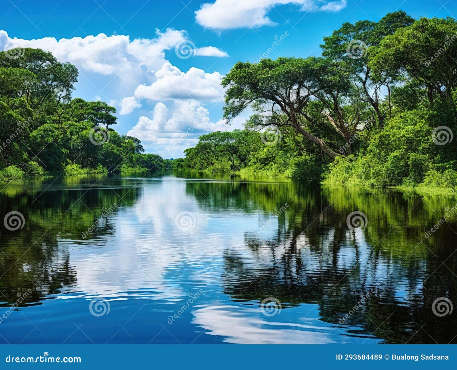 Amazon river landscape in stock illustration. Illustration of beautiful ...