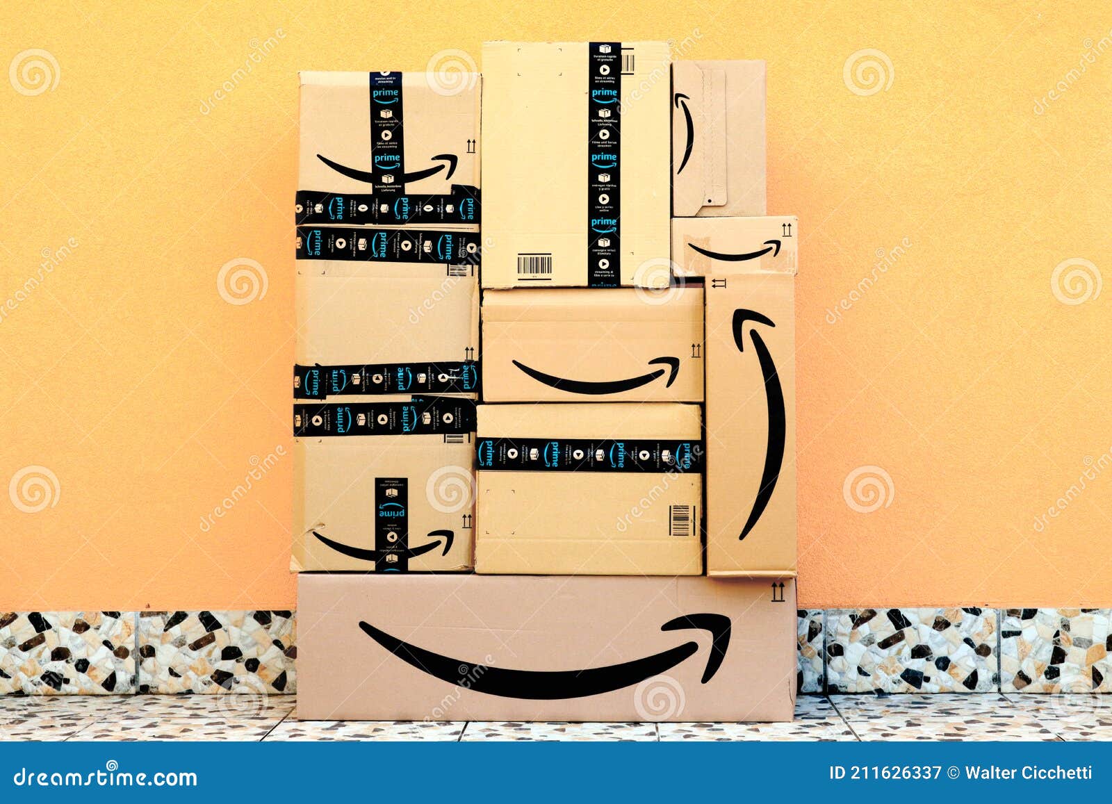 AMAZON Shipping Cardboard Boxes Editorial Photography - Image of house ...