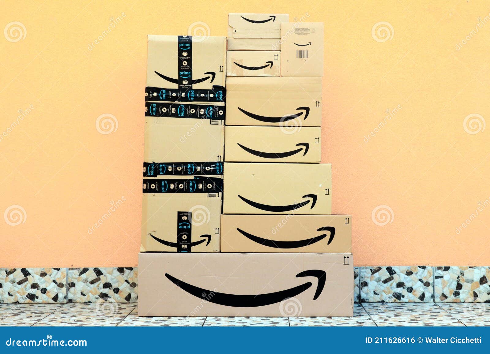 AMAZON Shipping Cardboard Boxes Editorial Photo - Image of ...