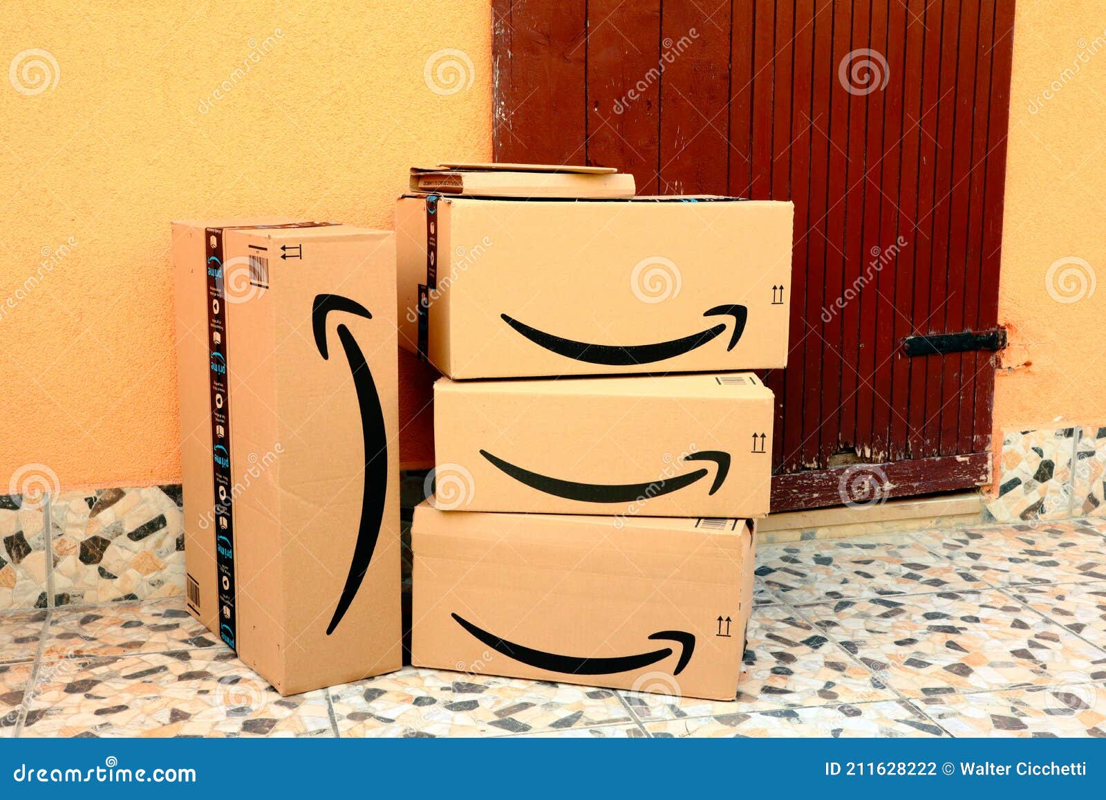 AMAZON Shipping Cardboard Boxes Editorial Photography - Image of drop ...