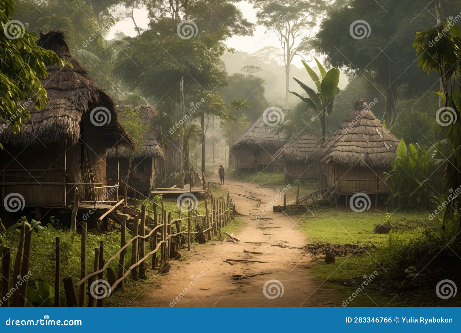 Village Forest Cartoon Scene With Forest And Trees Background Royalty ...