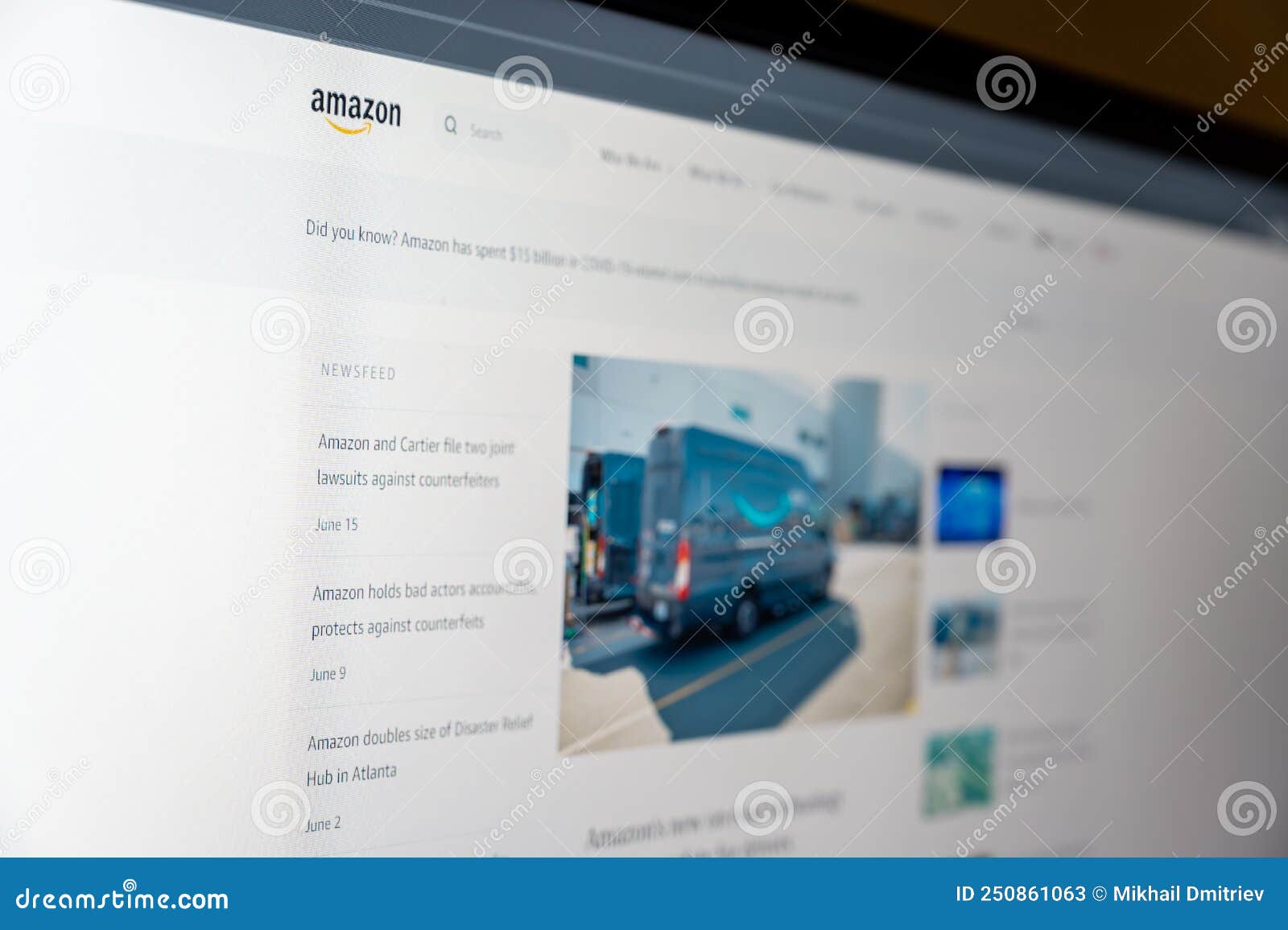 AMAZON Web Page on PC Screen. Amazon an American Company, World`s ...