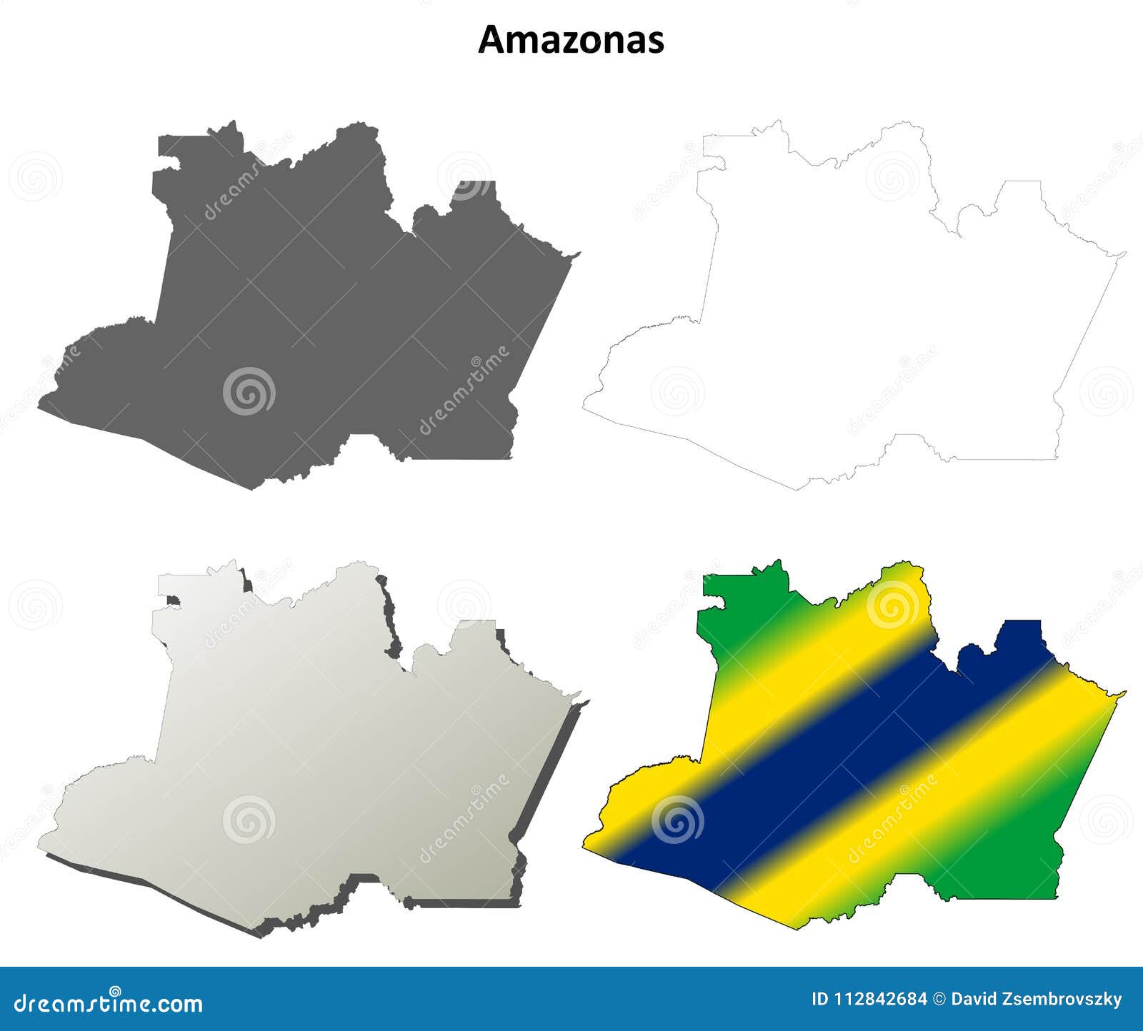 Amazonas Blank Outline Map Set Stock Vector - Illustration of brazil ...