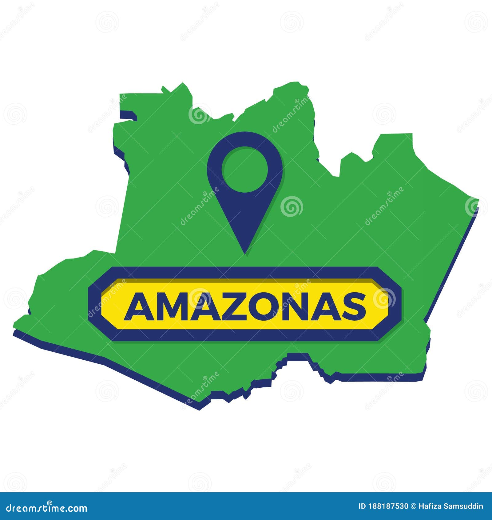 Amazonas Map with Map Pin. Vector Illustration Decorative Design Stock ...