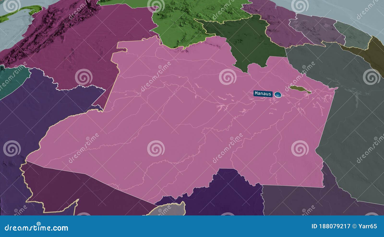 Amazonas, Brazil - Highlighted with Capital. Administrative Stock ...