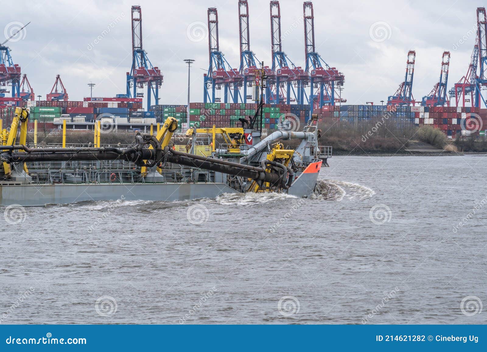 Amazone Cargo Ship at Port of Hamburg, Germany Stock Photo - Image of ...