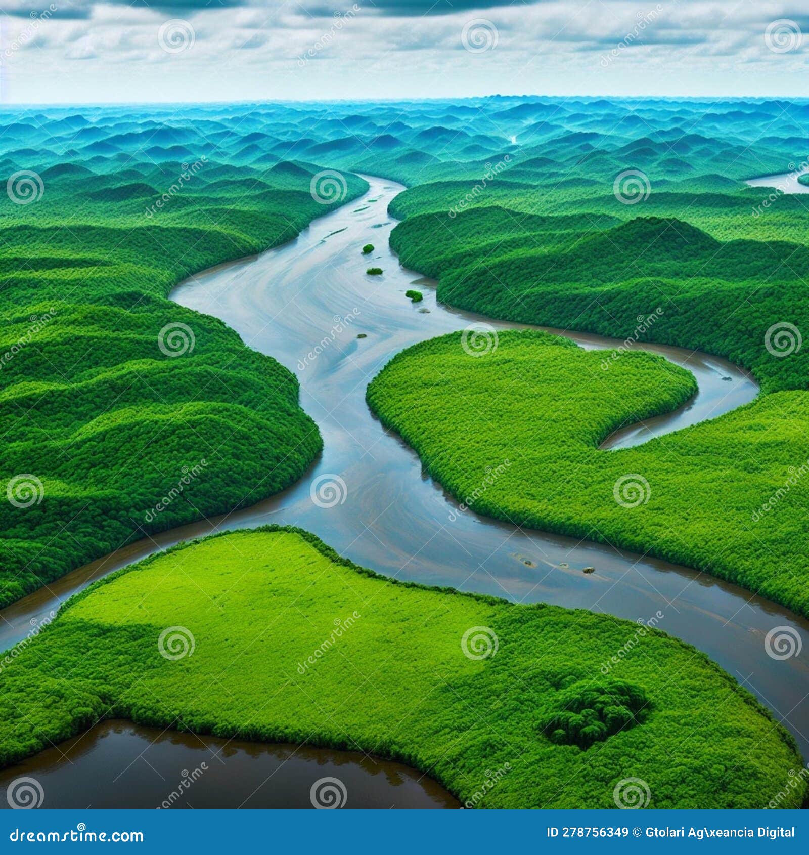 Amazon Rainforest. Aerial View of the Amazon Rainforest with a River ...