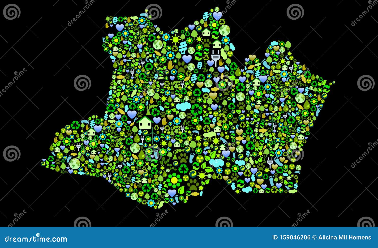 Amazonia Map Made with Ecological Symbols Stock Illustration ...