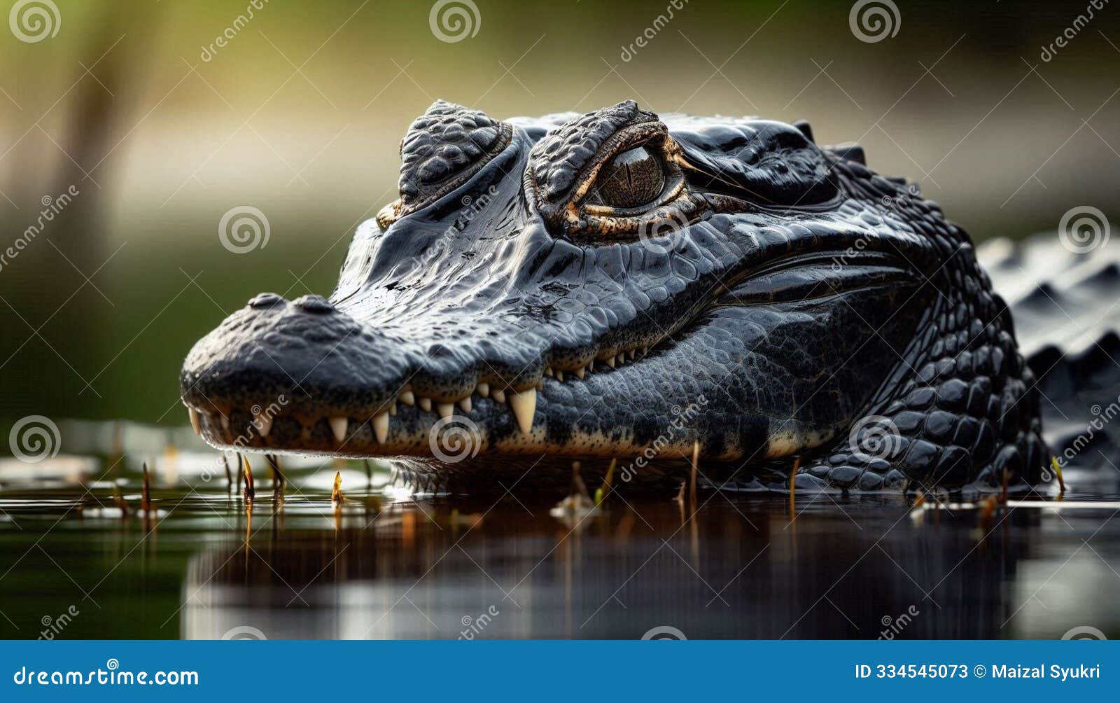 Amazonian Black Caiman in the Shallow Waters Stock Illustration ...