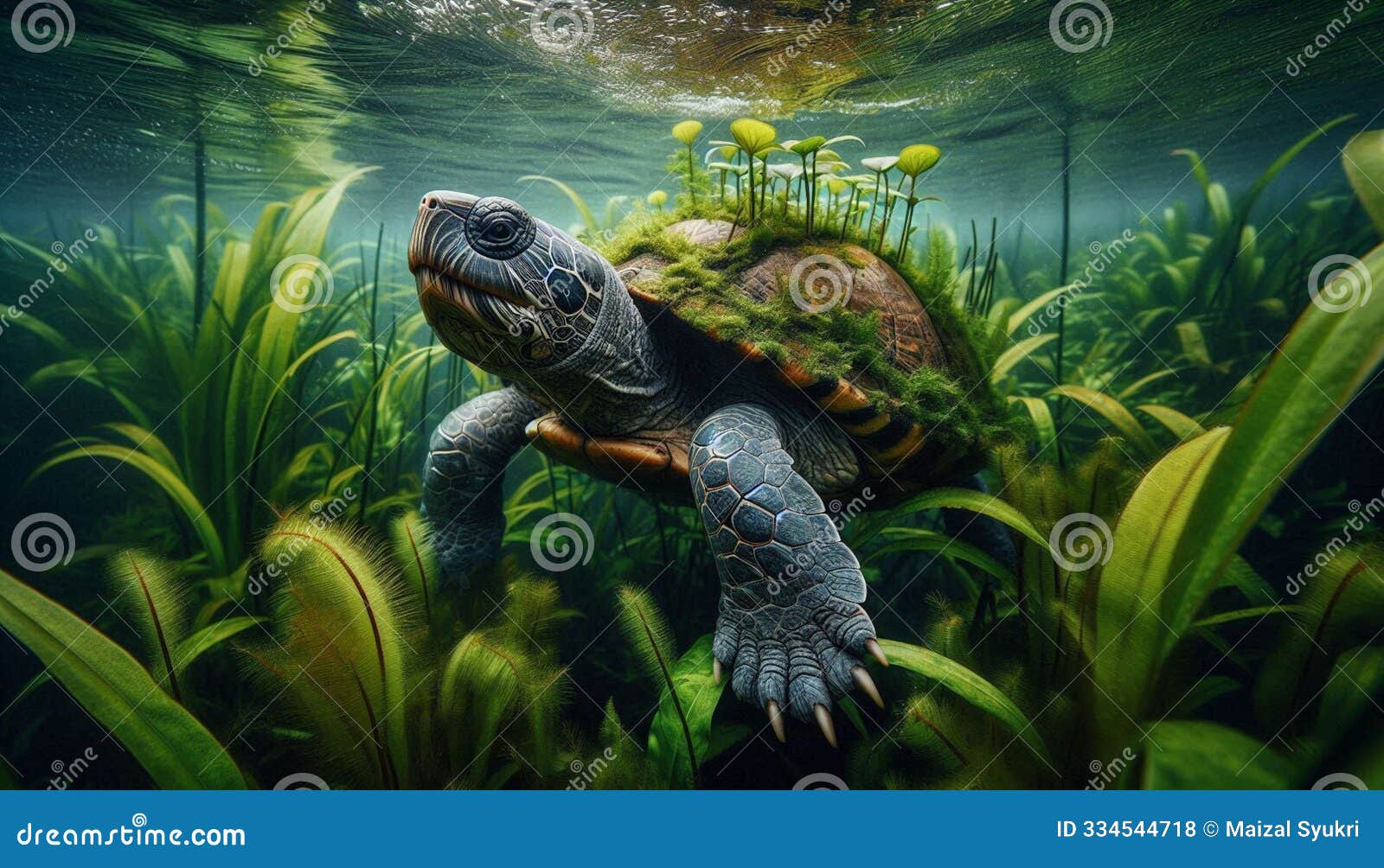 Amazonian River Turtle Among Aquatic Plants Royalty-Free Stock Image ...