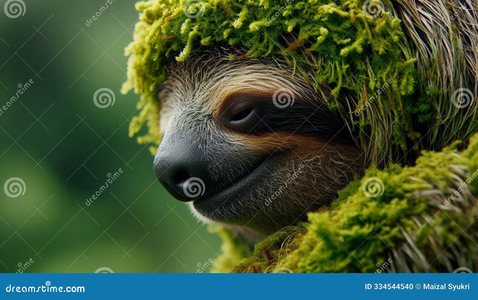 Amazonian Sloth with Moss Growing on Fur Stock Illustration ...
