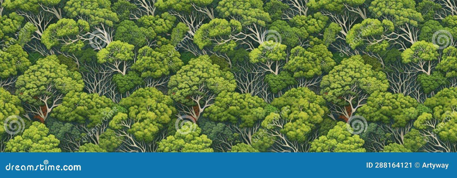Amazonian Tree Seamless Pattern, Top View, Hyperrealism. Stock Image ...