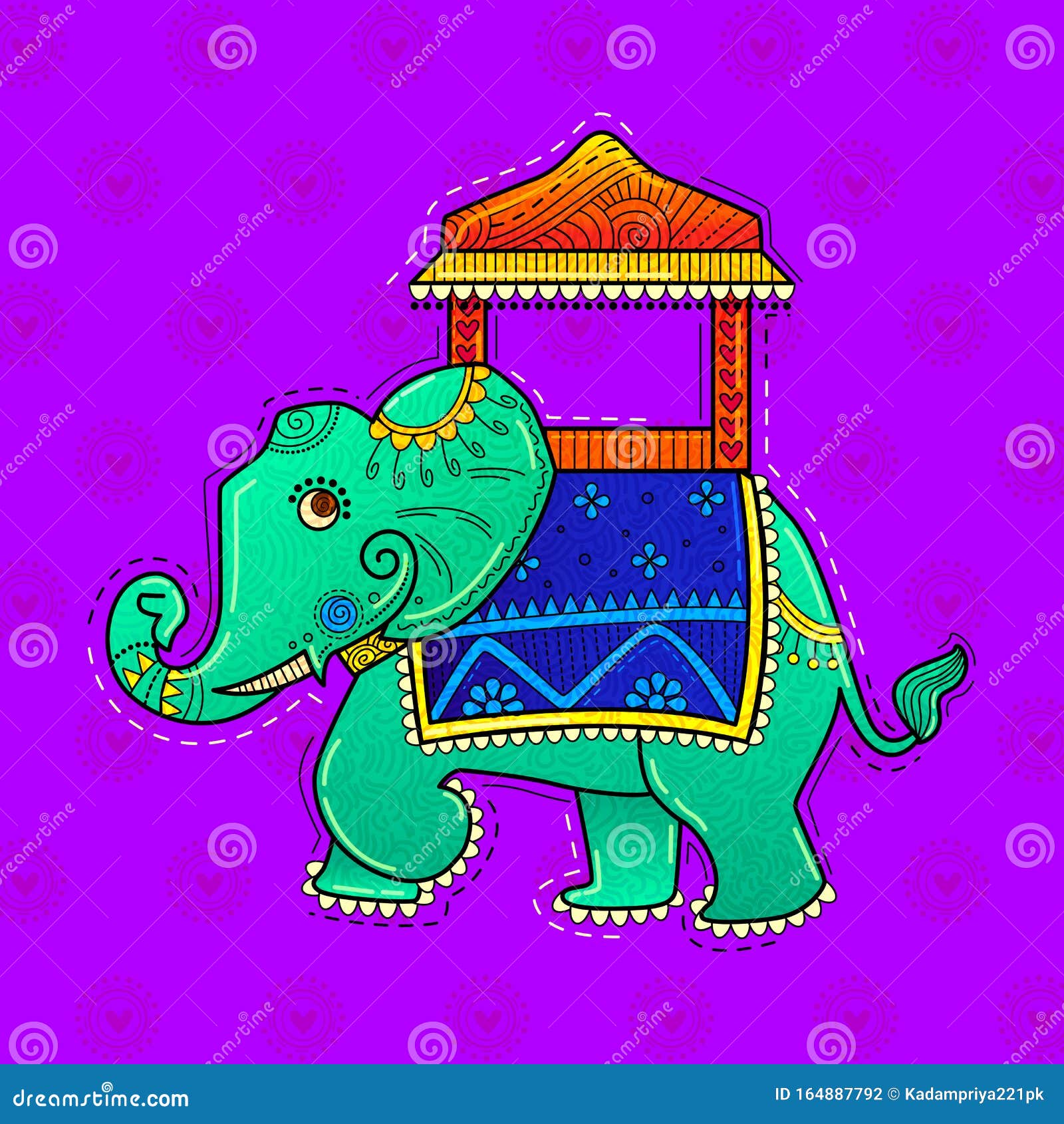 Illustration of Desi Indian Art Style Indian Ambari Elephant. Stock ...