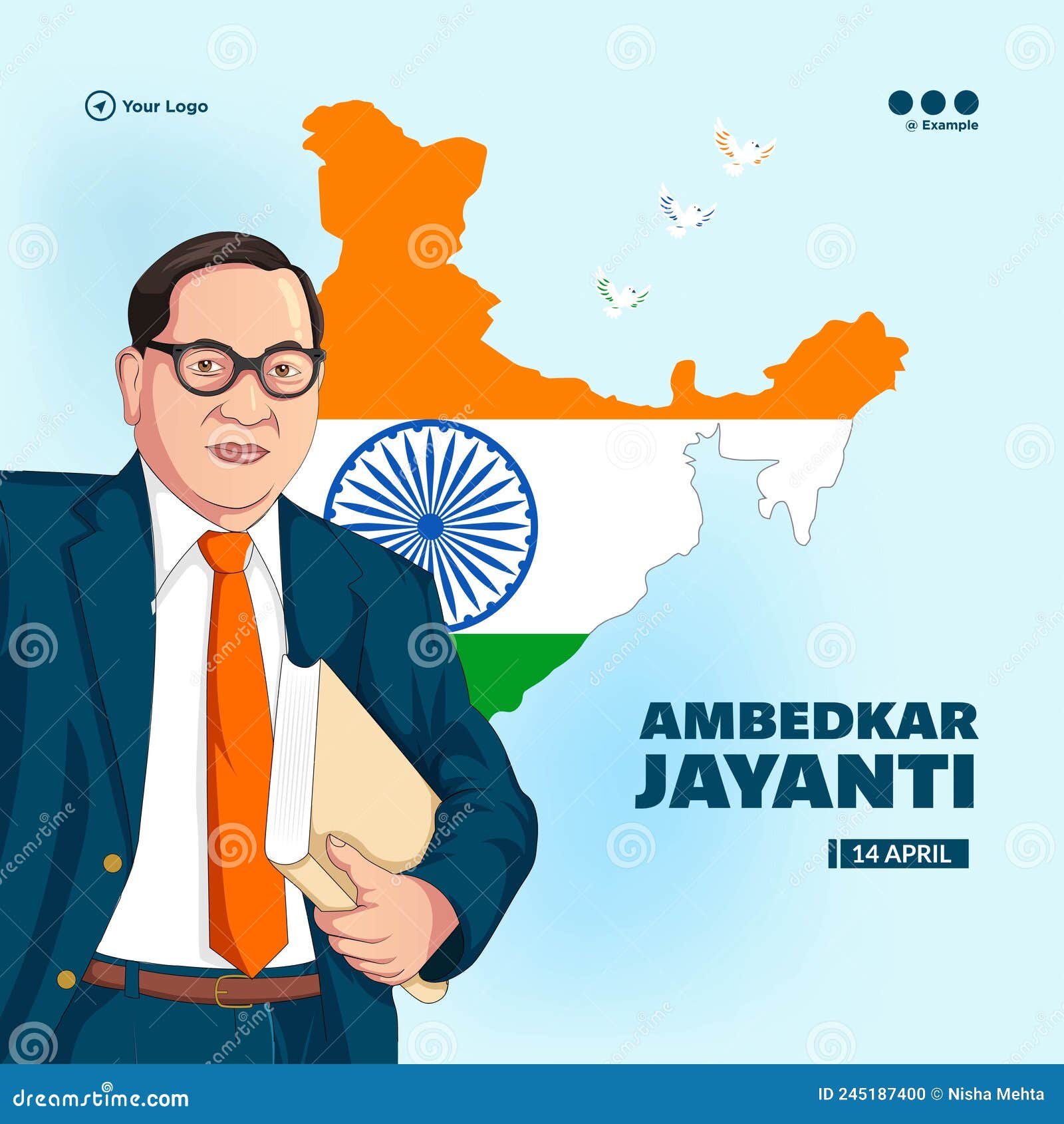 Banner Design of Happy Ambedkar Jayanti Editorial Image - Illustration ...