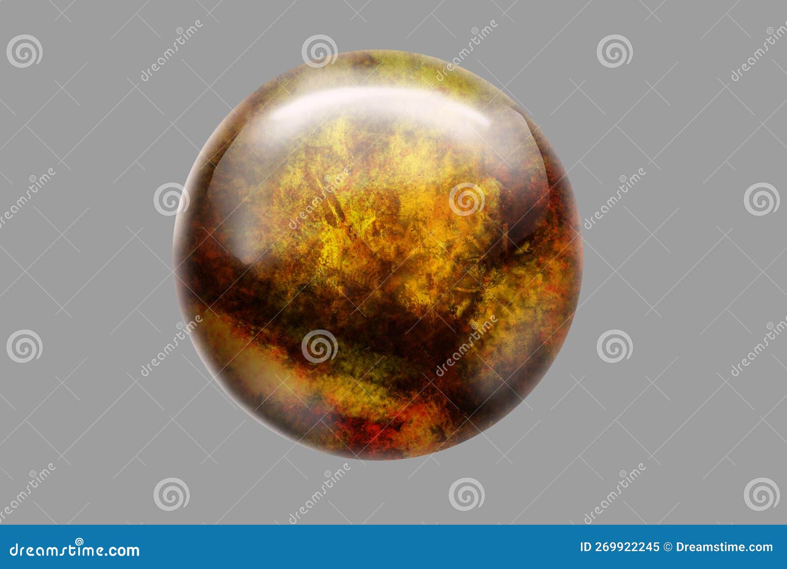 An Amber Ball Isolated on a Gray Background Stock Illustration ...